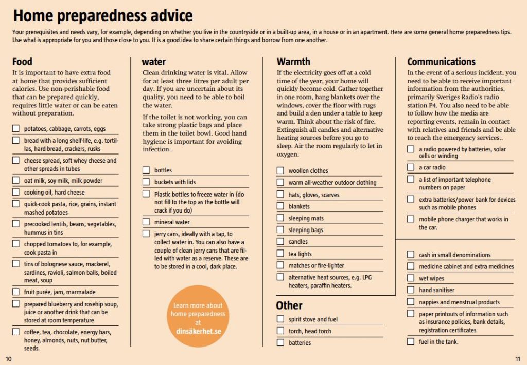 Sweden’s Preparedness Manual for SHTF in English: If crisis or war ...
